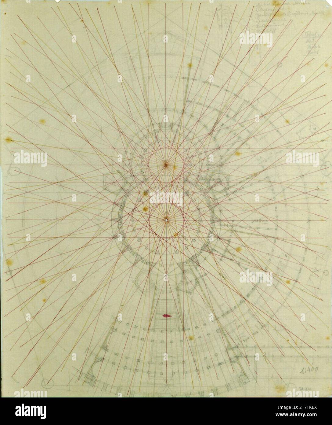 Alfred Castelliz Dornach, Goetheanum, sketch on the floor plan concept ...