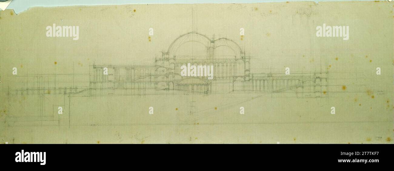 Alfred Castelliz Dornach, Goetheanum, longitudinal cut through the area ...