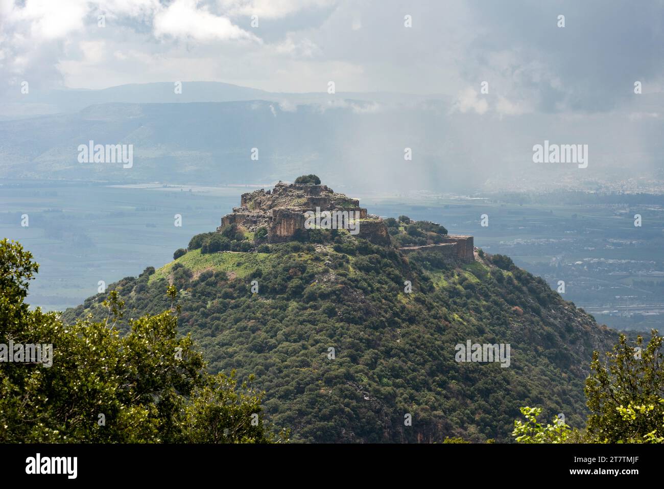 View of the ancient, mountaintop fortress named Nimrod's castle, which ...