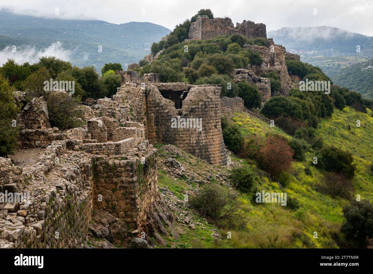 View of a section of the ancient, mountaintop fortress named Nimrod's ...