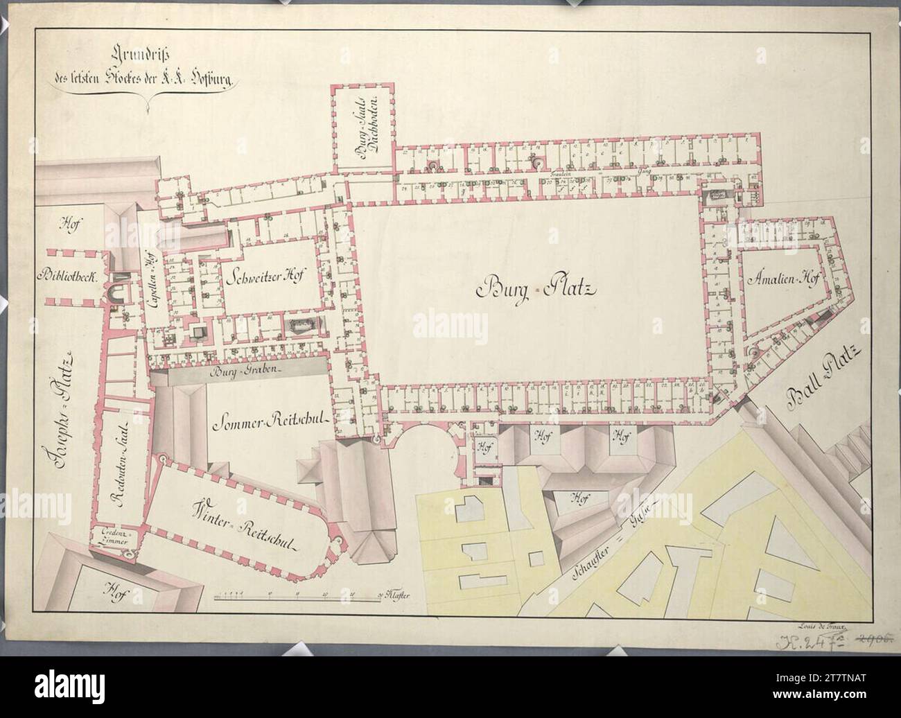 Louis de Traux (Zeichner in) Vienna I, Hofburg, overall plan, 3rd floor ...