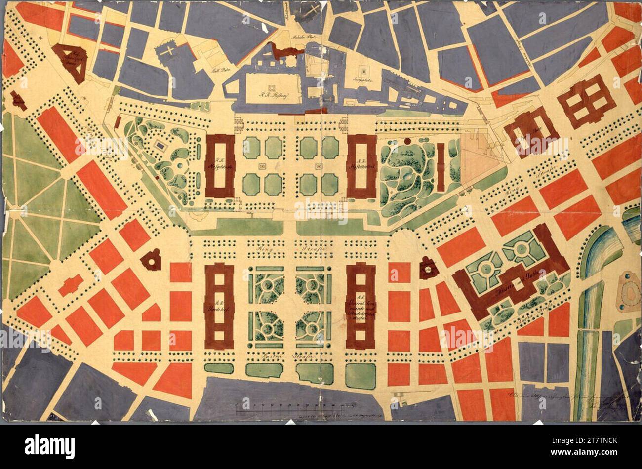 Ludwig Zettl Vienna I, Hofburg, city expansion project, situation plan ...