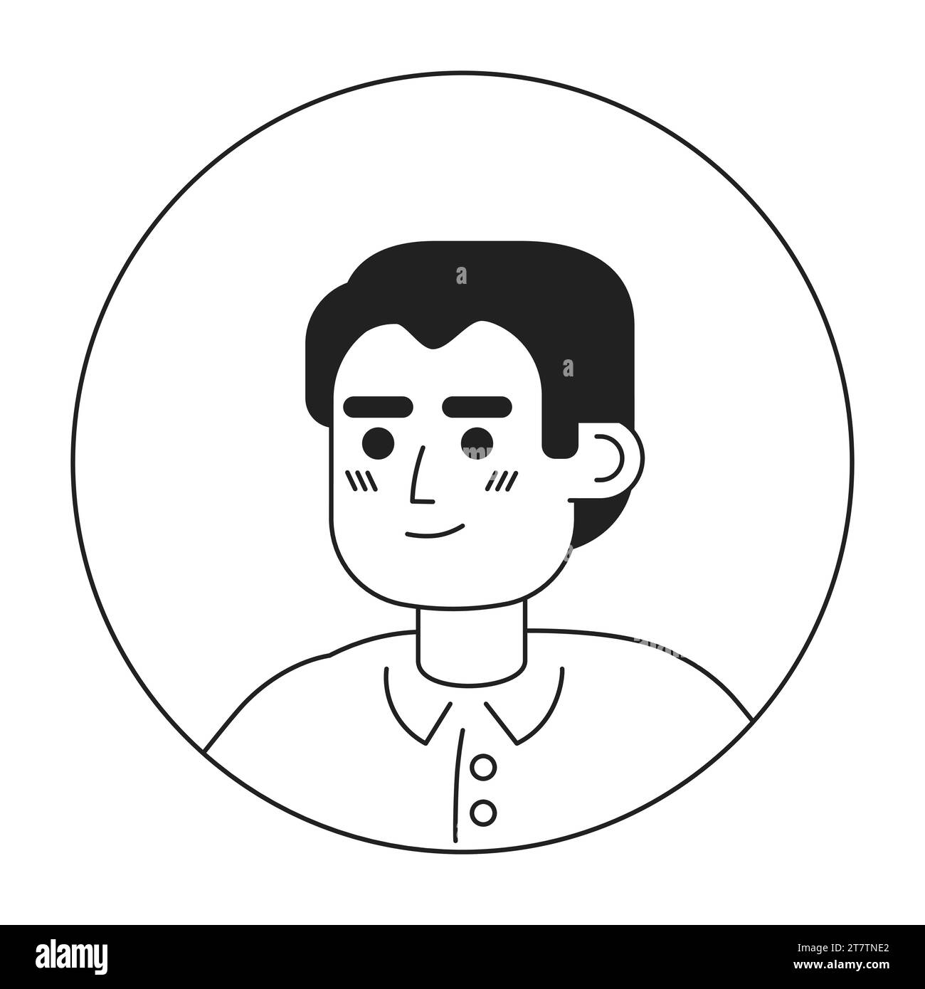 Mexican young man relaxed standing black and white 2D vector avatar ...