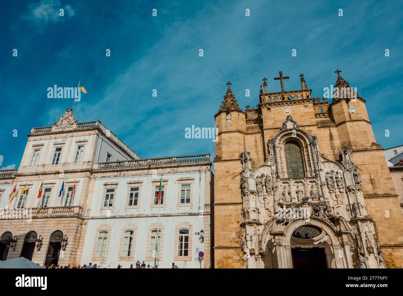 The facade of the Monastery of the Holy Cross in Coimbra Stock Photo ...