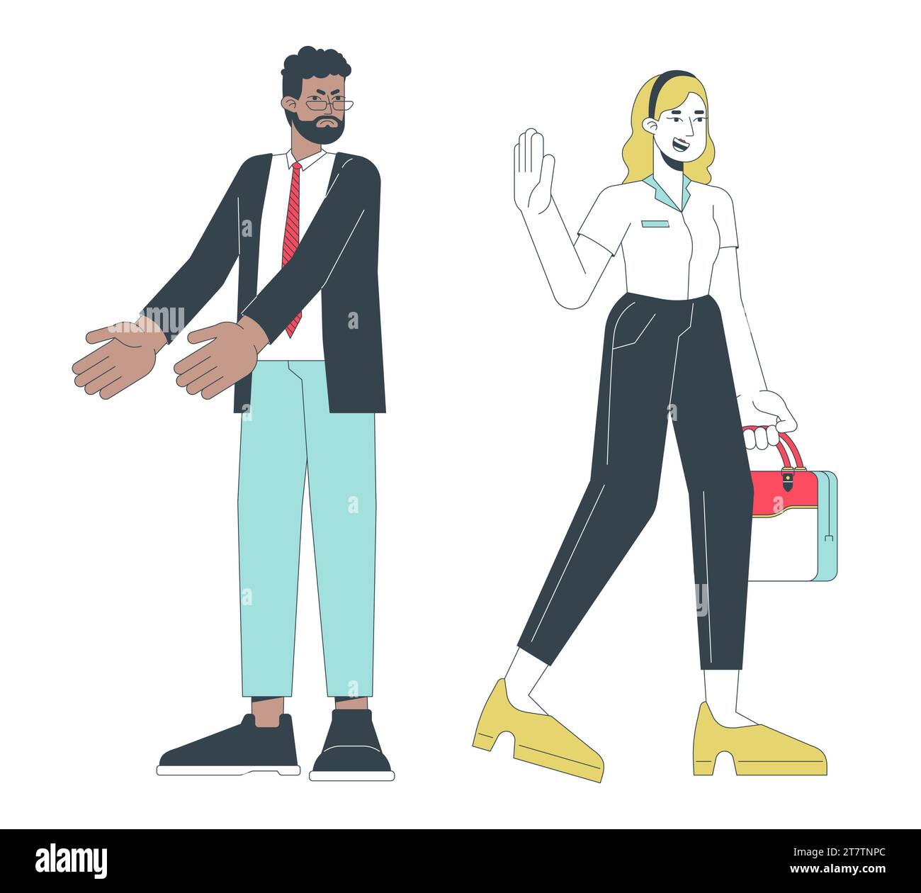 Leaving office on time line cartoon flat illustration Stock Vector ...