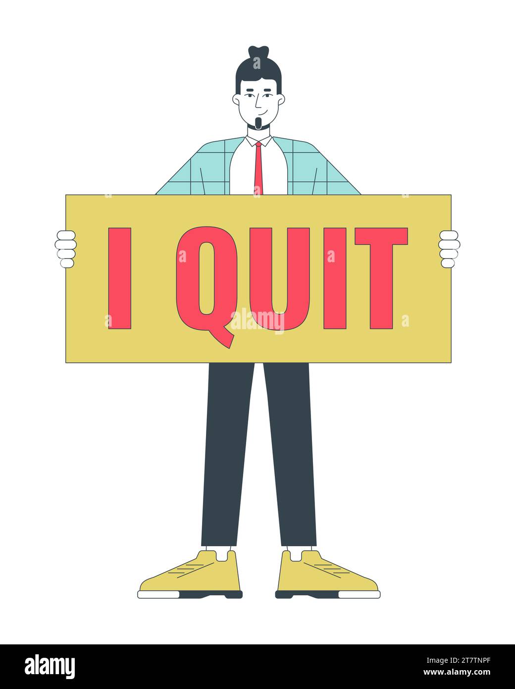 Decision to quit job 2D linear illustration concept Stock Vector Image ...