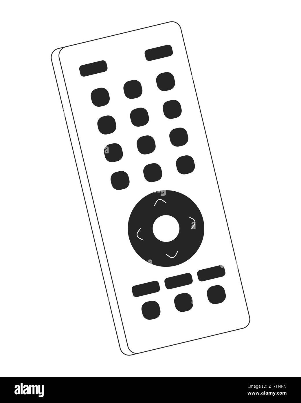 Television remote controller black and white 2D line cartoon object ...