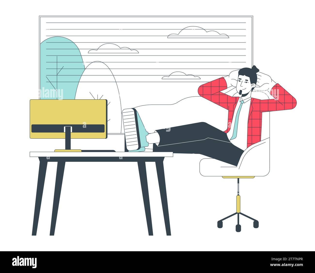 Resting more at work line cartoon flat illustration Stock Vector Image ...