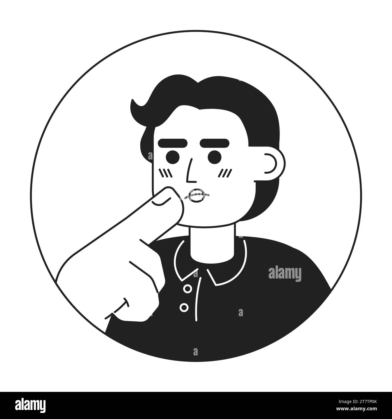 Short Haired Middle Eastern Woman Stroking Chin Black And White 2d