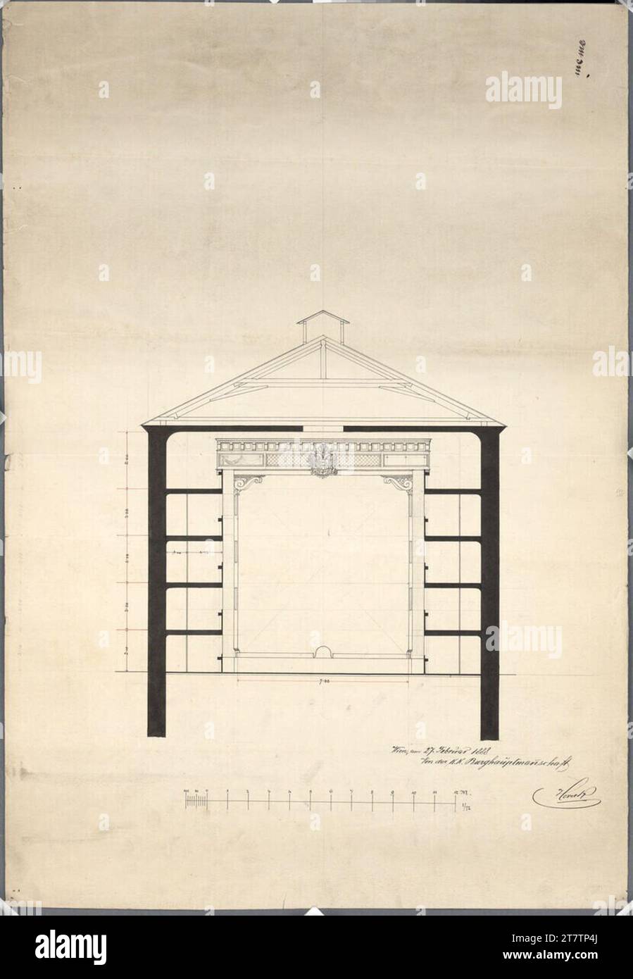 Anonym (Architekt in) Vienna I, Hofburg, old Burgtheater, cross ...