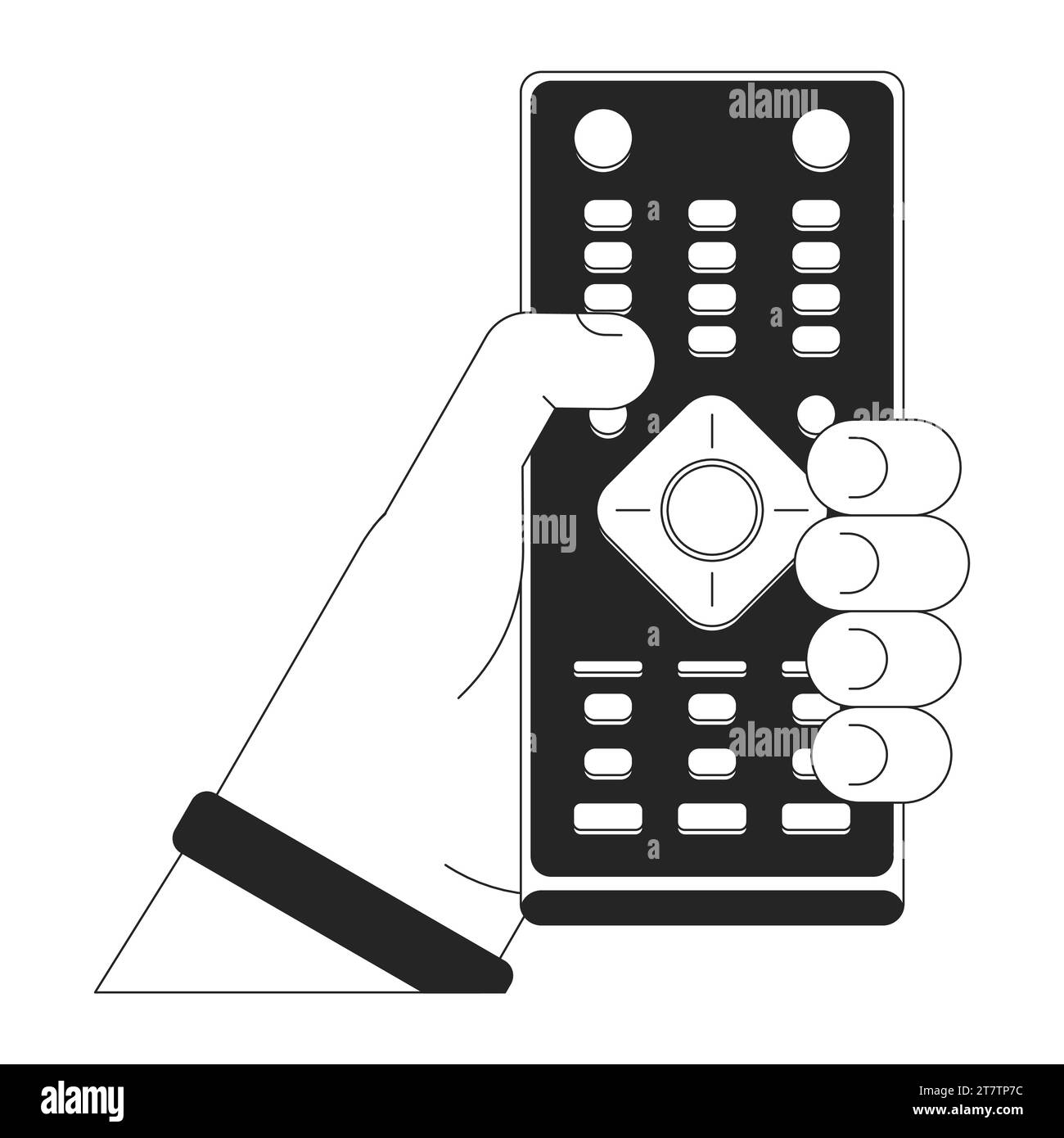 Push button remote control cartoon human hand outline illustration ...