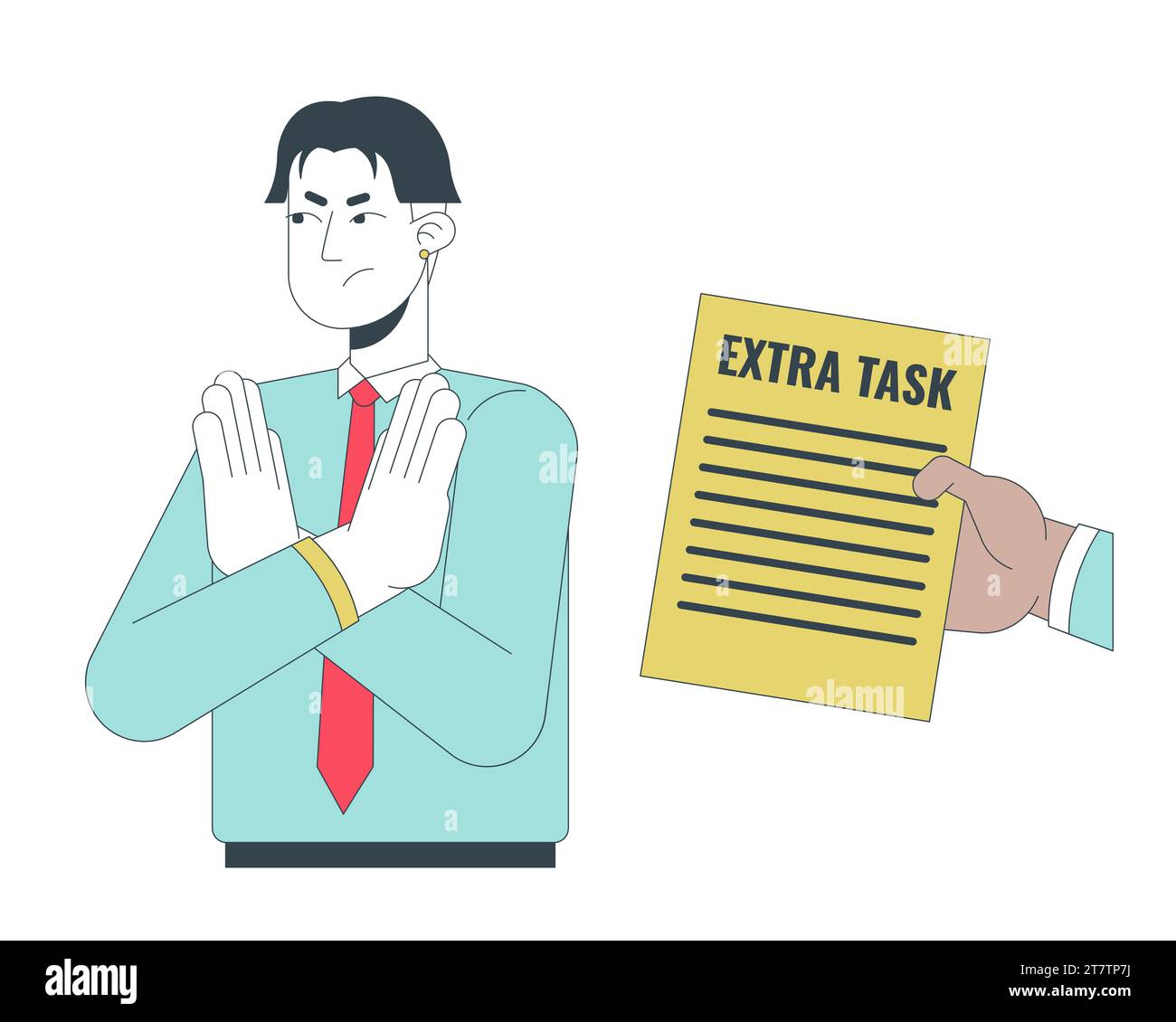 Rejecting Extra Task 2d Linear Illustration Concept Stock Vector Image