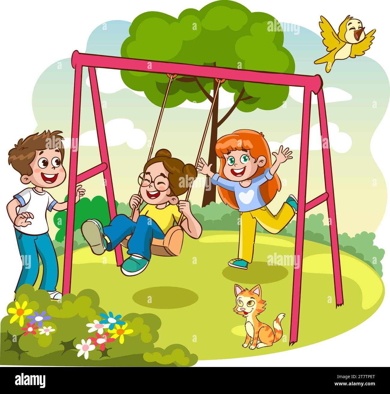 Kids playing garden swing ball hi-res stock photography and images - Alamy
