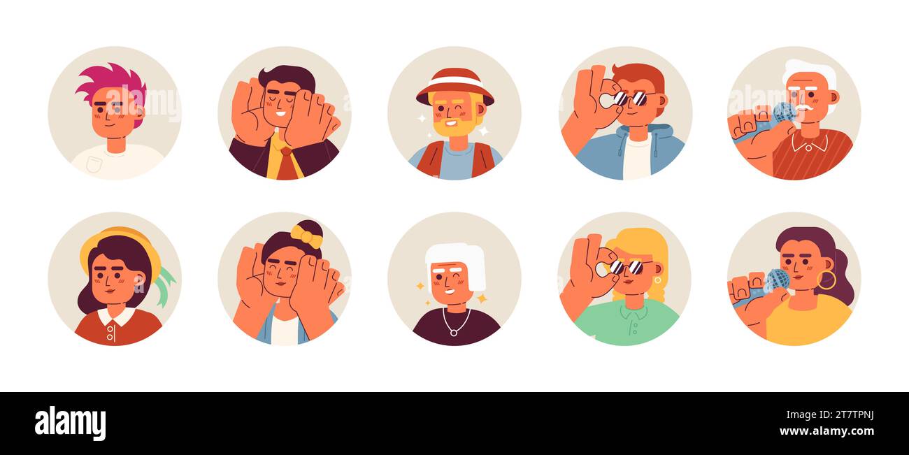 Modern caucasian people 2D vector avatars illustration set Stock Vector ...