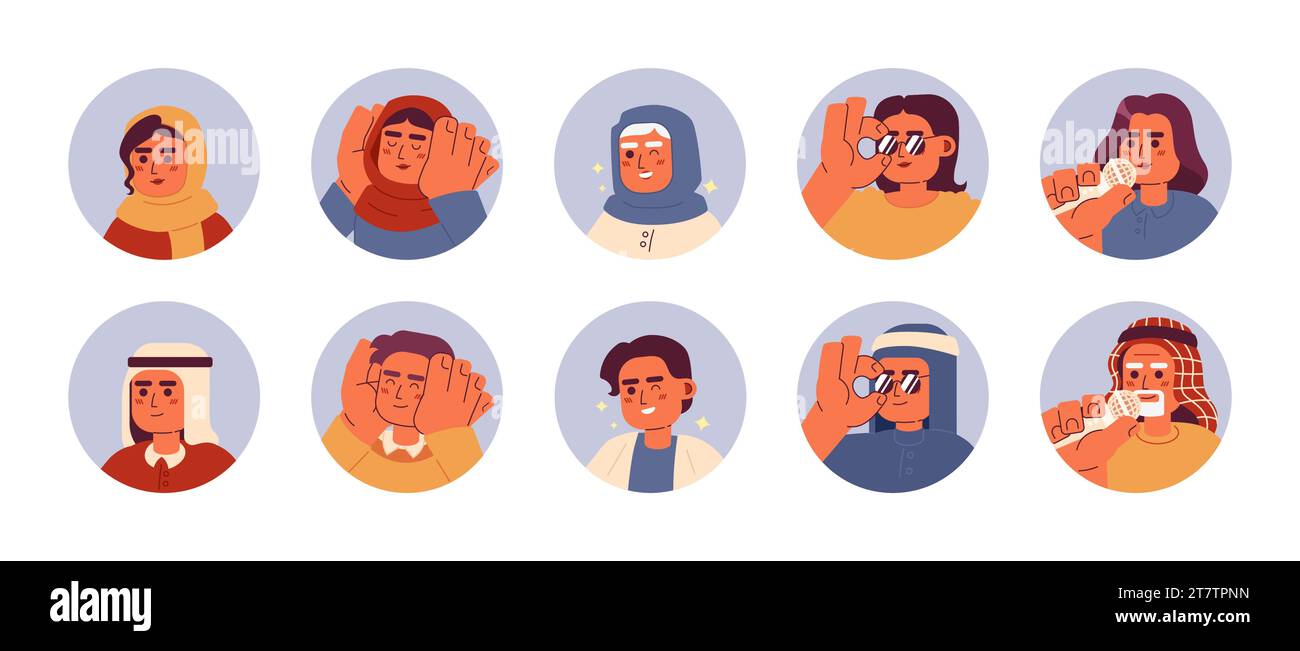 Modern arabic people 2D vector avatars illustration set Stock Vector ...