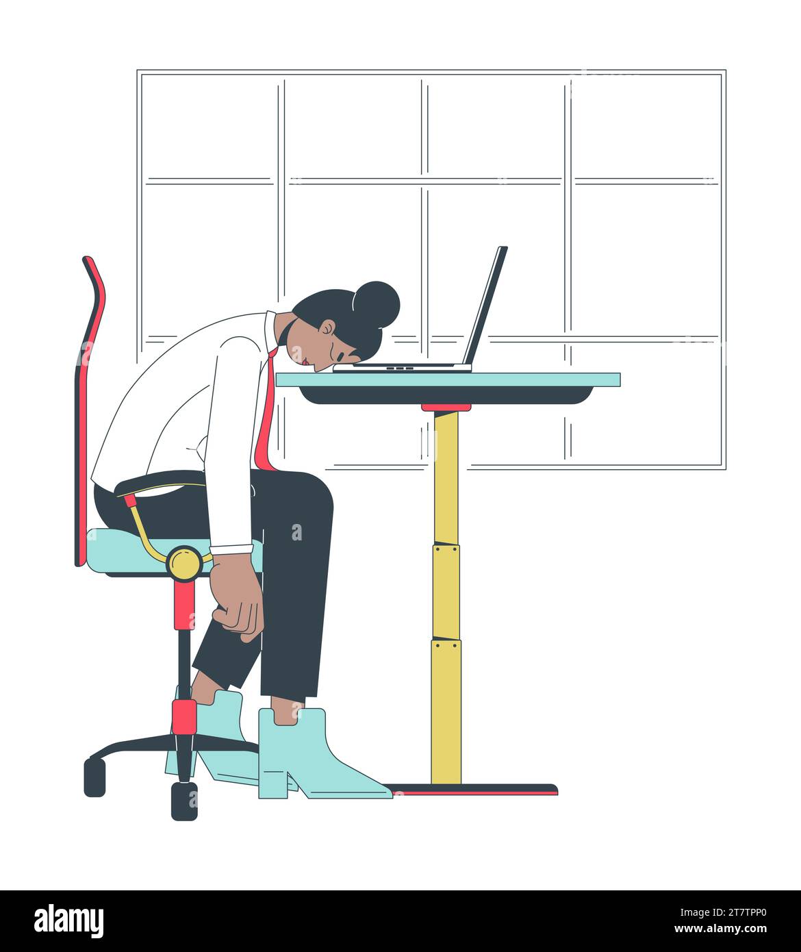 Work overload line cartoon flat illustration Stock Vector Image & Art ...