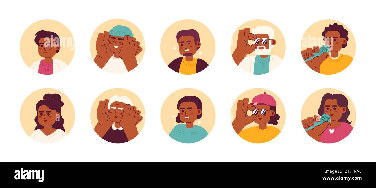 Modern black people 2D vector avatars illustration set Stock Vector ...