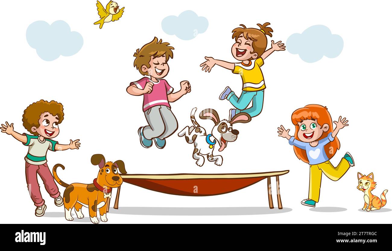 Group children playing, spending time in games, having fun, fooling ...