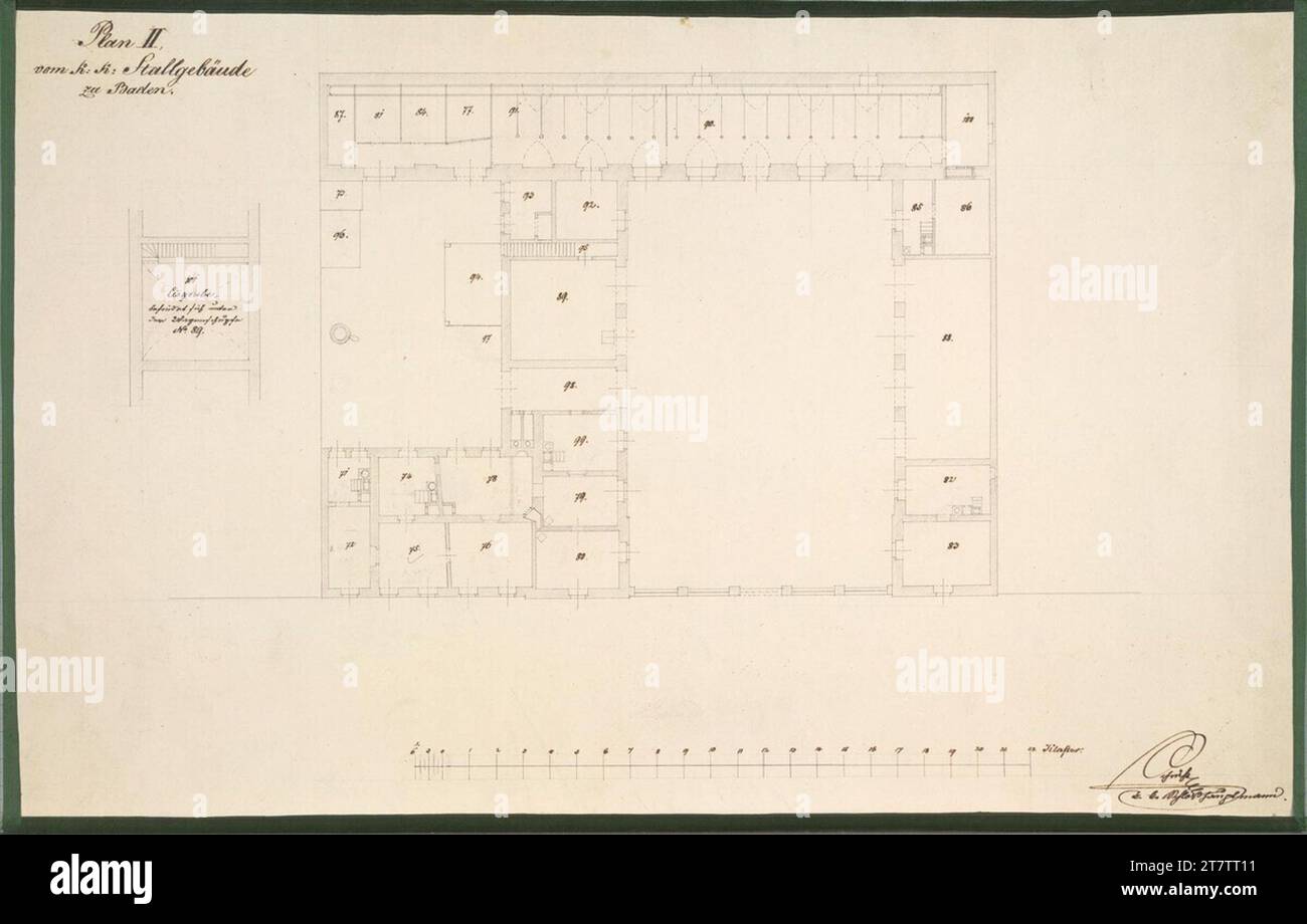 Schütz (Zeichner in) Baden, Hauptplatz 17, Kaiserhaus, inventory plan ...