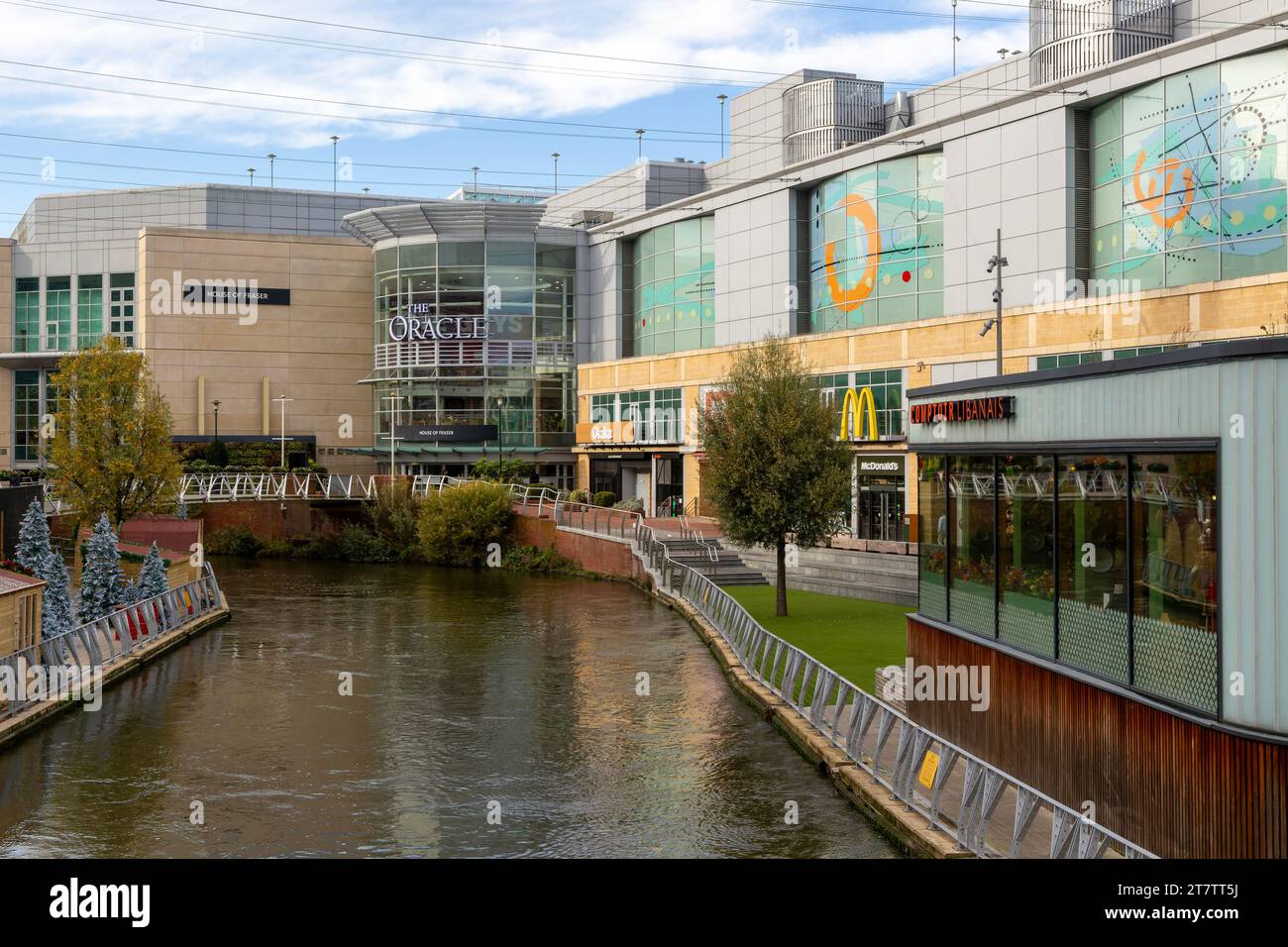 River Kennet flowing past The Oracle shopping centre in town centre ...