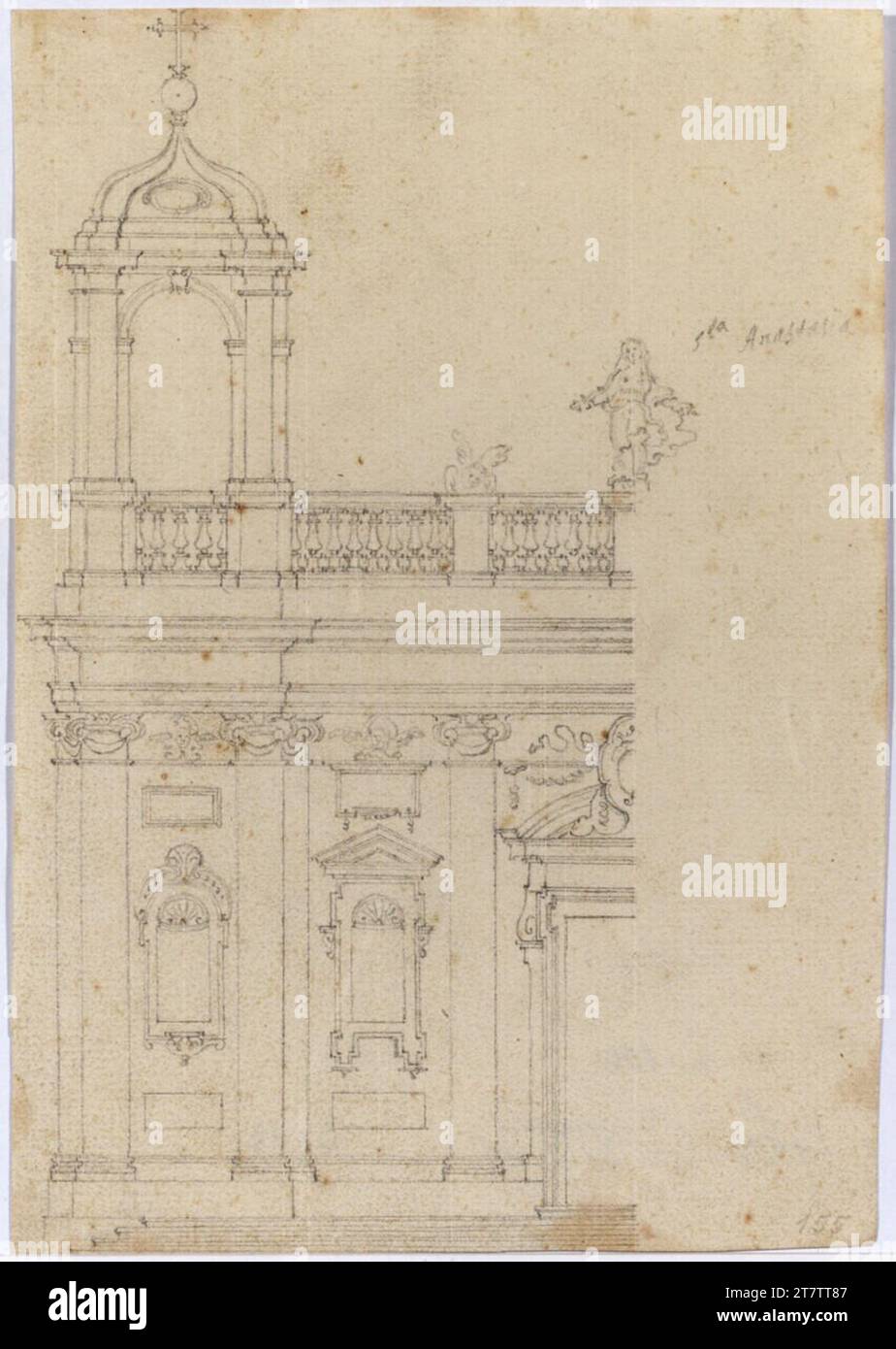 Francesco Borromini (Zeichner in) Rom, Saint 'Anna Dei Palafrenieri, Fassade. Paper, firm ...