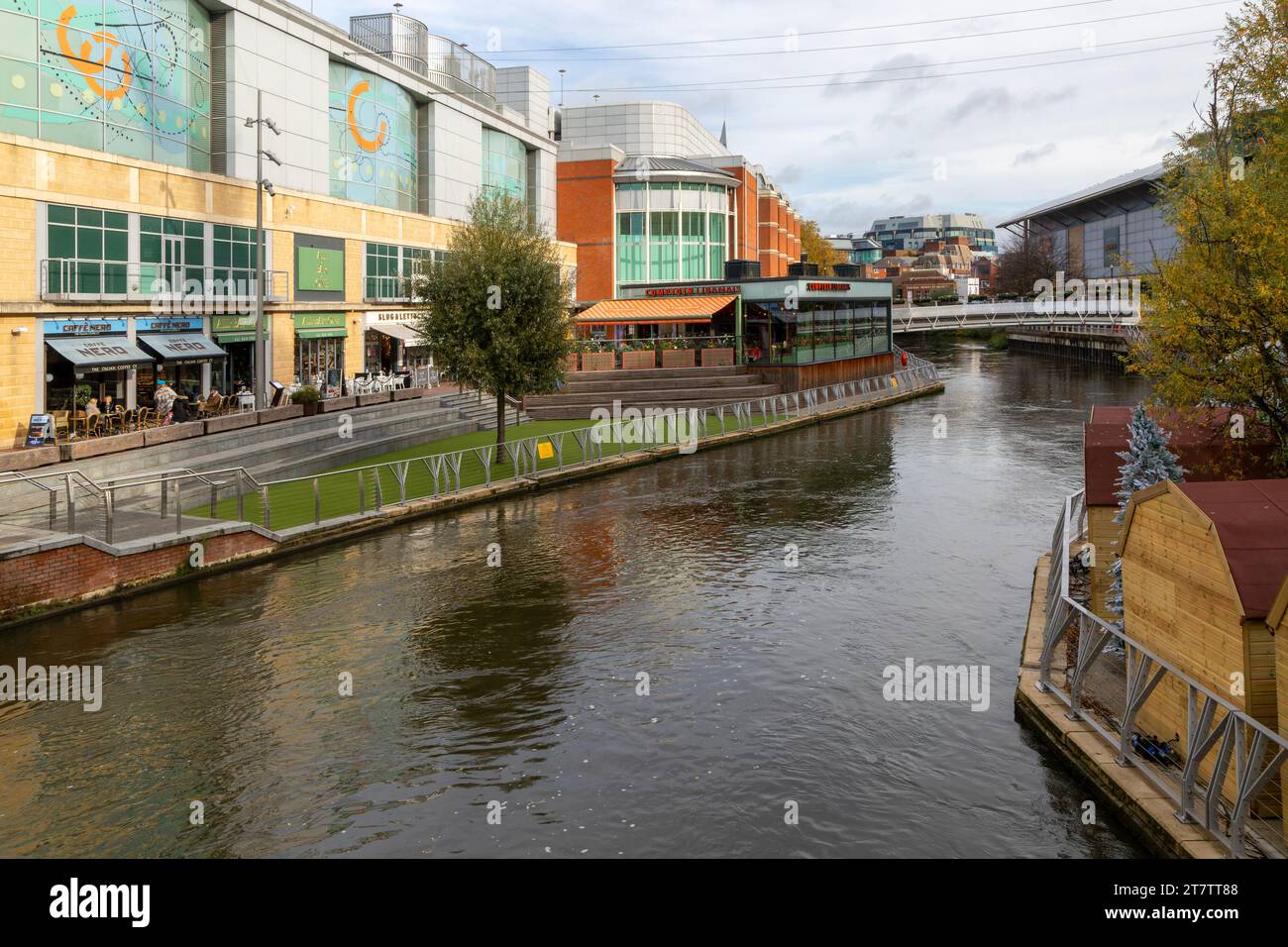 River Kennet flowing past The Oracle shopping centre in town centre ...