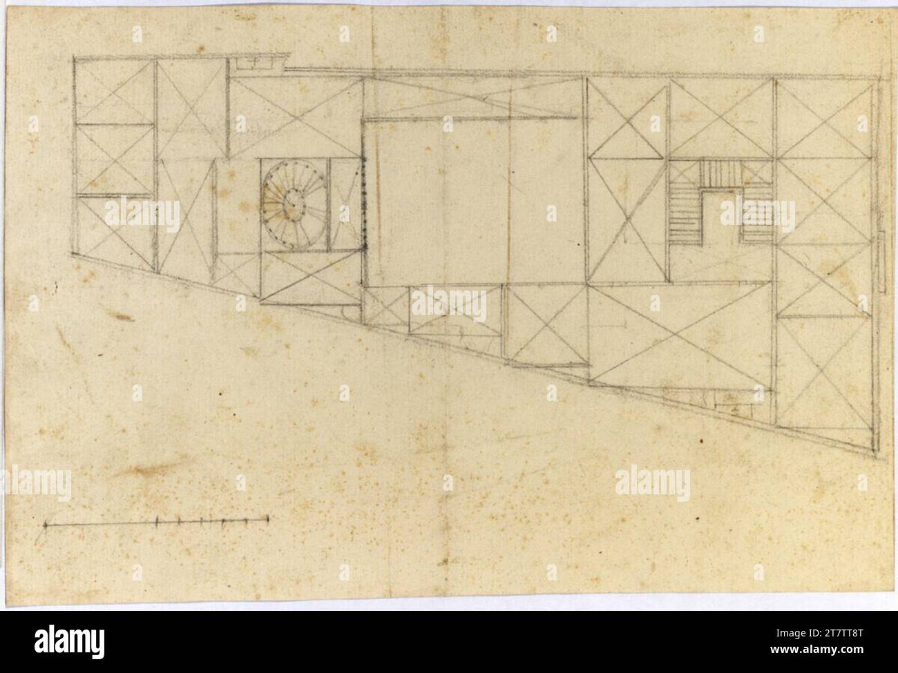 Francesco Borromini (Zeichner in) Rome, Palazzo Carpegna, schematic overall floor plan with a ...