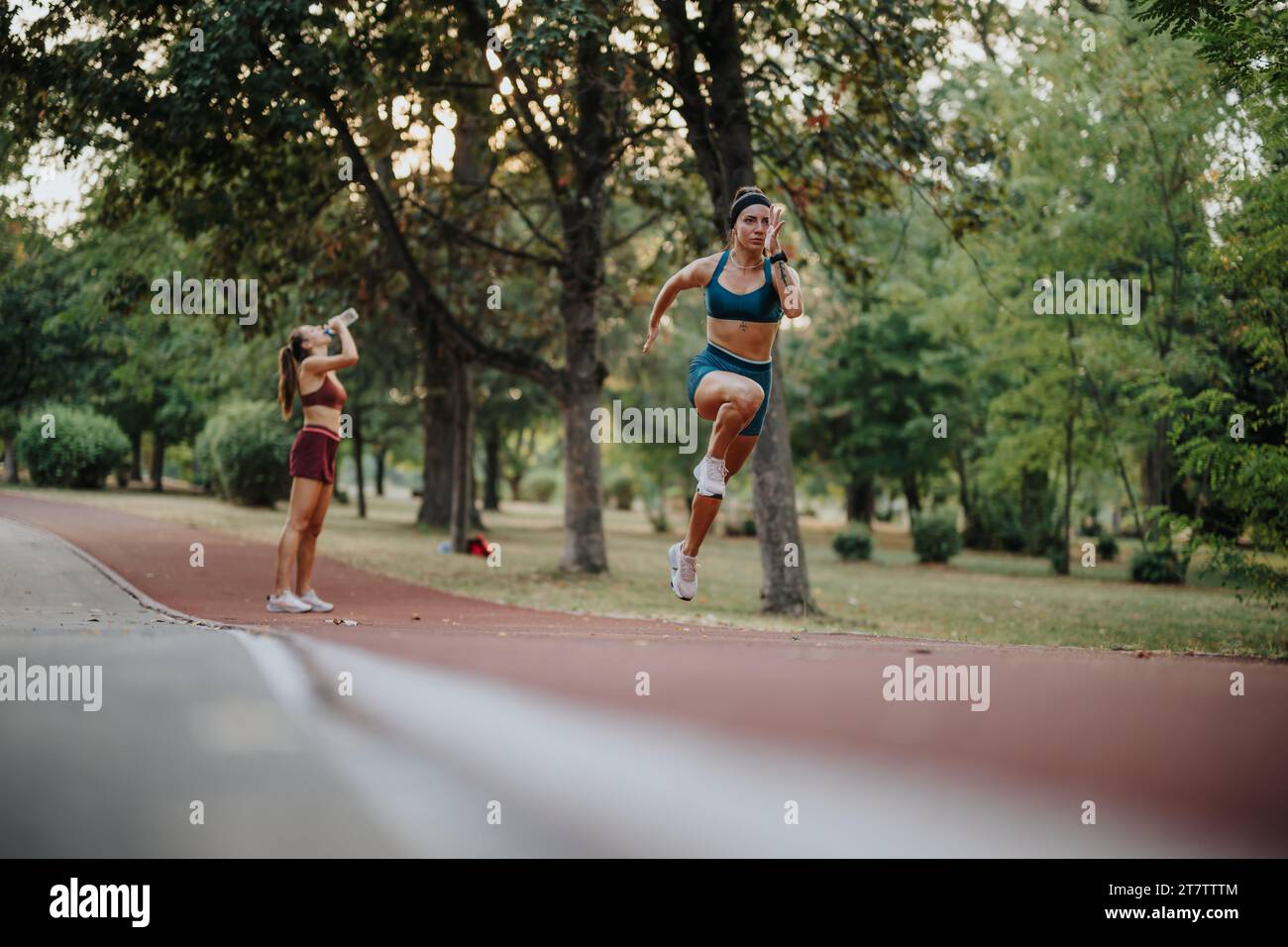 Gorgeous Athletic Girls Jogging in Green Park, Inspiring Healthy ...