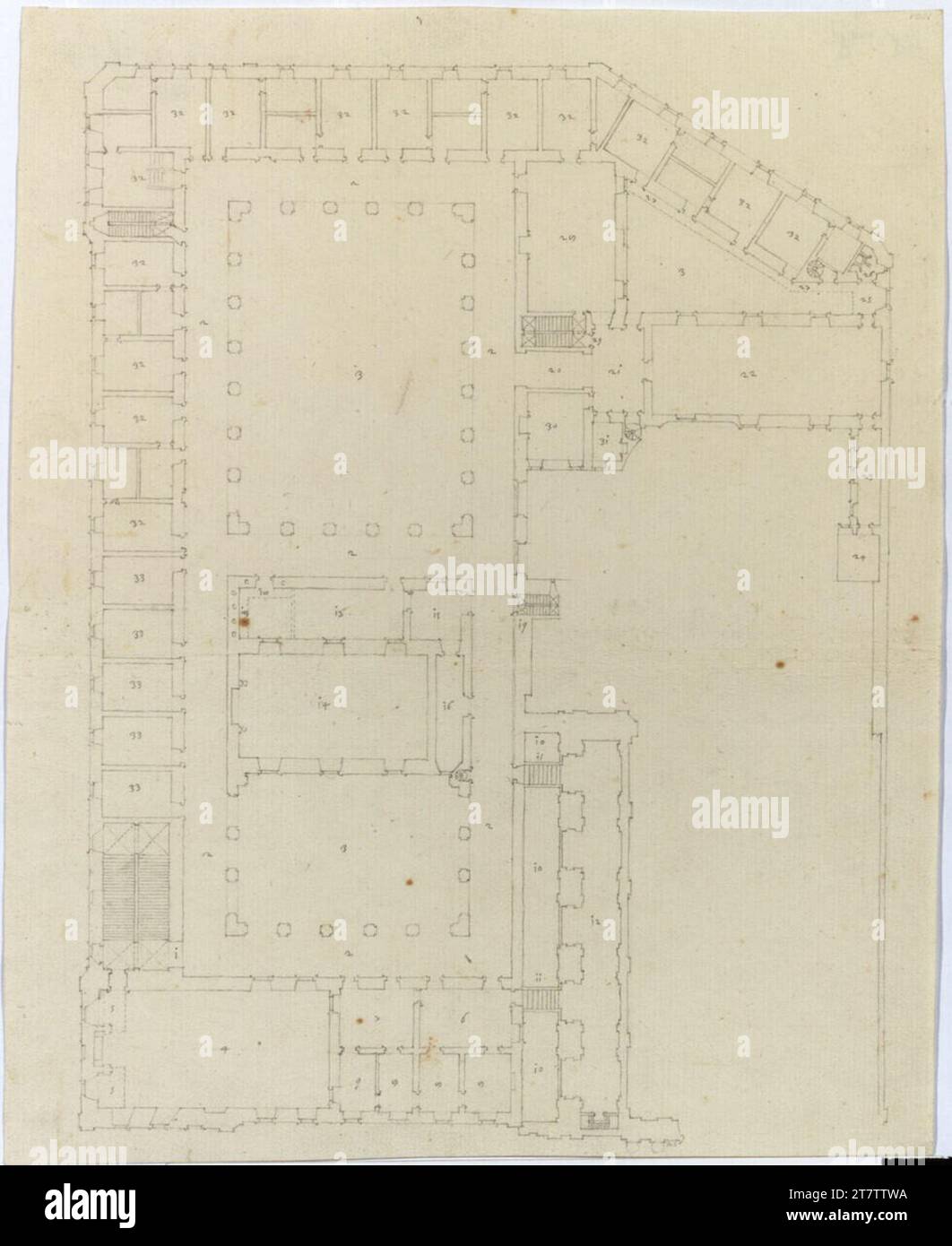 Paolo Maruscelli (Entwerfer in) Rome, Casa dei Filippini, floor plan of the third upper store ...