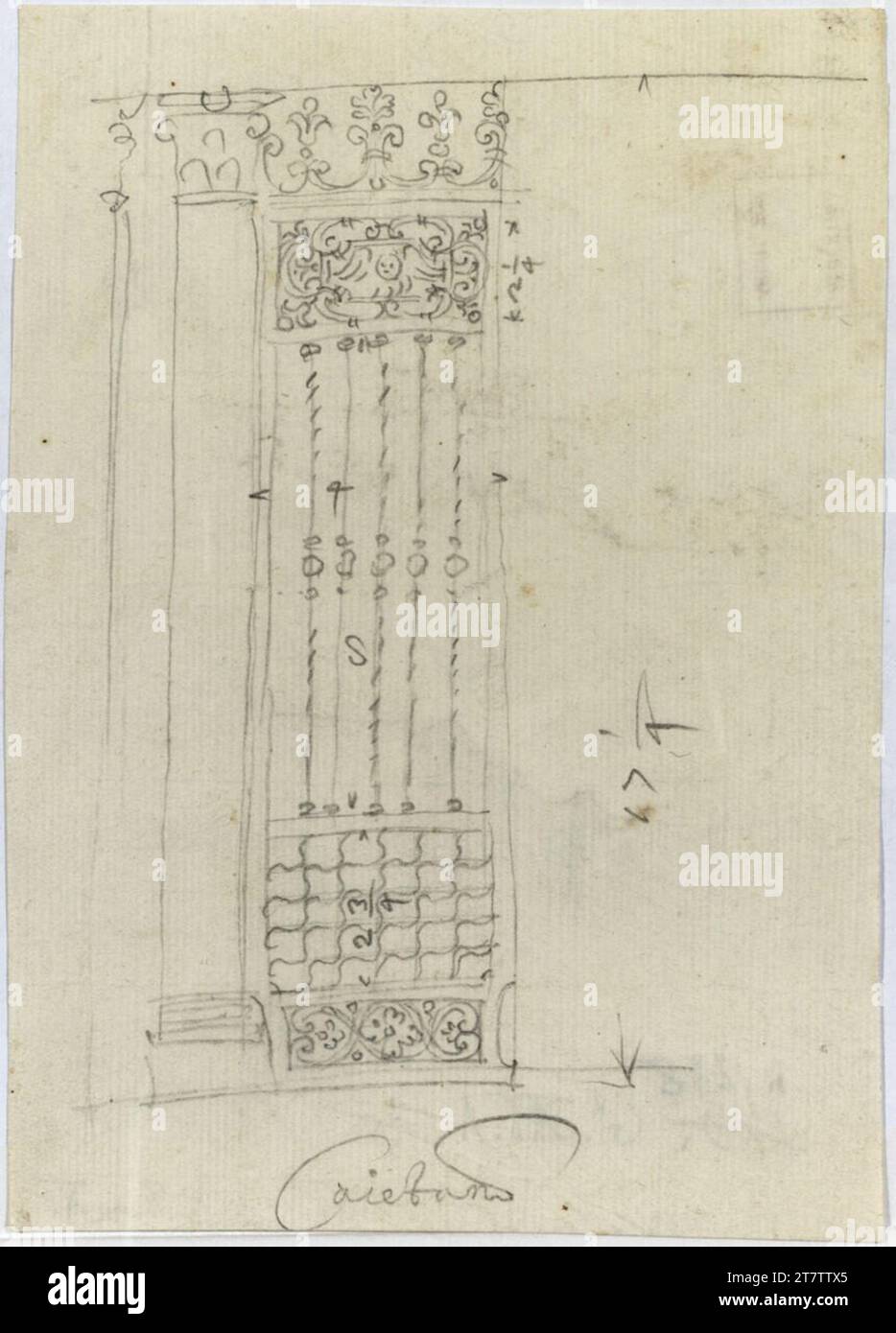 Francesco Borromini (Zeichner in) Rom, San Carlo at the four fountains , Gittentwurf. Paper ...