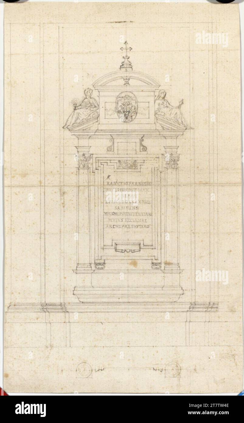 Francesco Borromini (Zeichner in) Roma, San Giovanni in Laterano, Grabmonucent Kardinal Ranuccio ...