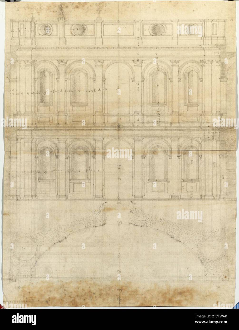 Francesco Righi (Zeichner in) Roma, Sant 'Ivo to Sapienza, Hoffassade ...