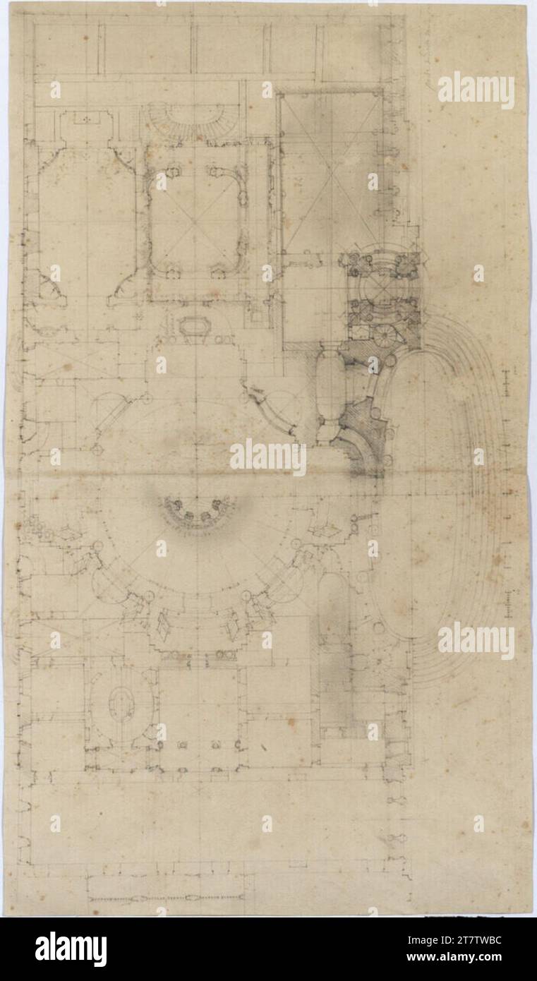 Francesco Borromini (Entwerfer in) Rome, Sant 'Agnese in Agone, floor plan with the adjacent ...