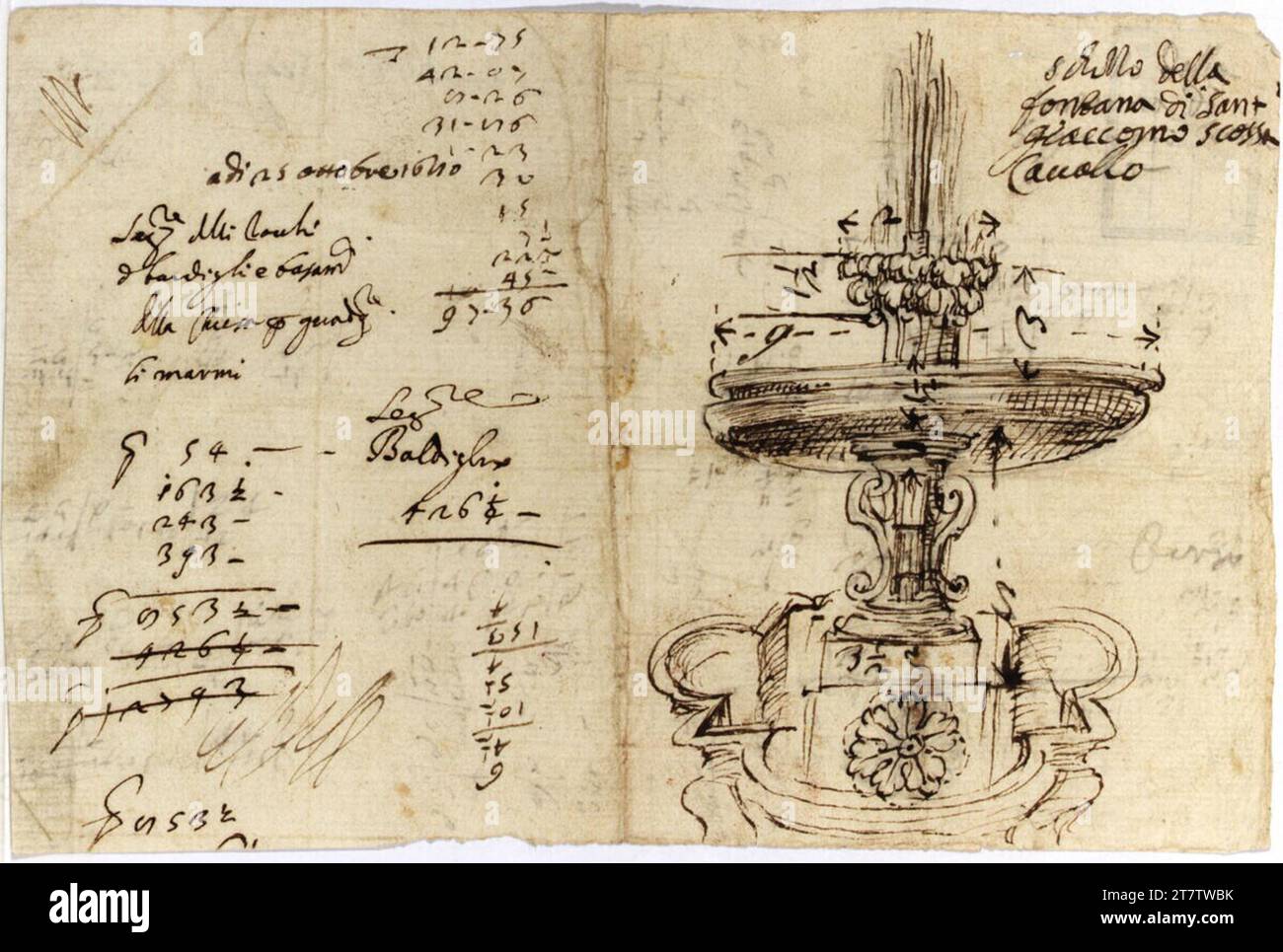 Bernardo Castelli Borromini (Zeichner in) Rom, scountacavalli square ...
