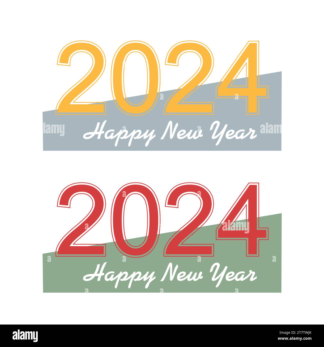 Colored happy 2024 new year banners on a white background Stock Vector ...