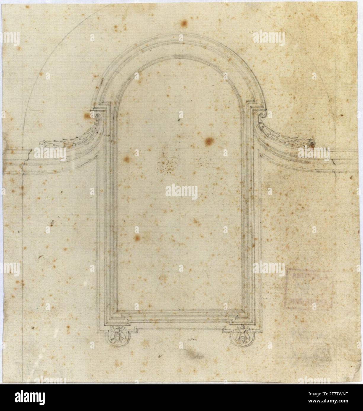 Francesco Borromini (Zeichner in) Rom, Palazzo Barberini, Vestibule, Wandgliederung. Paper, firm ...