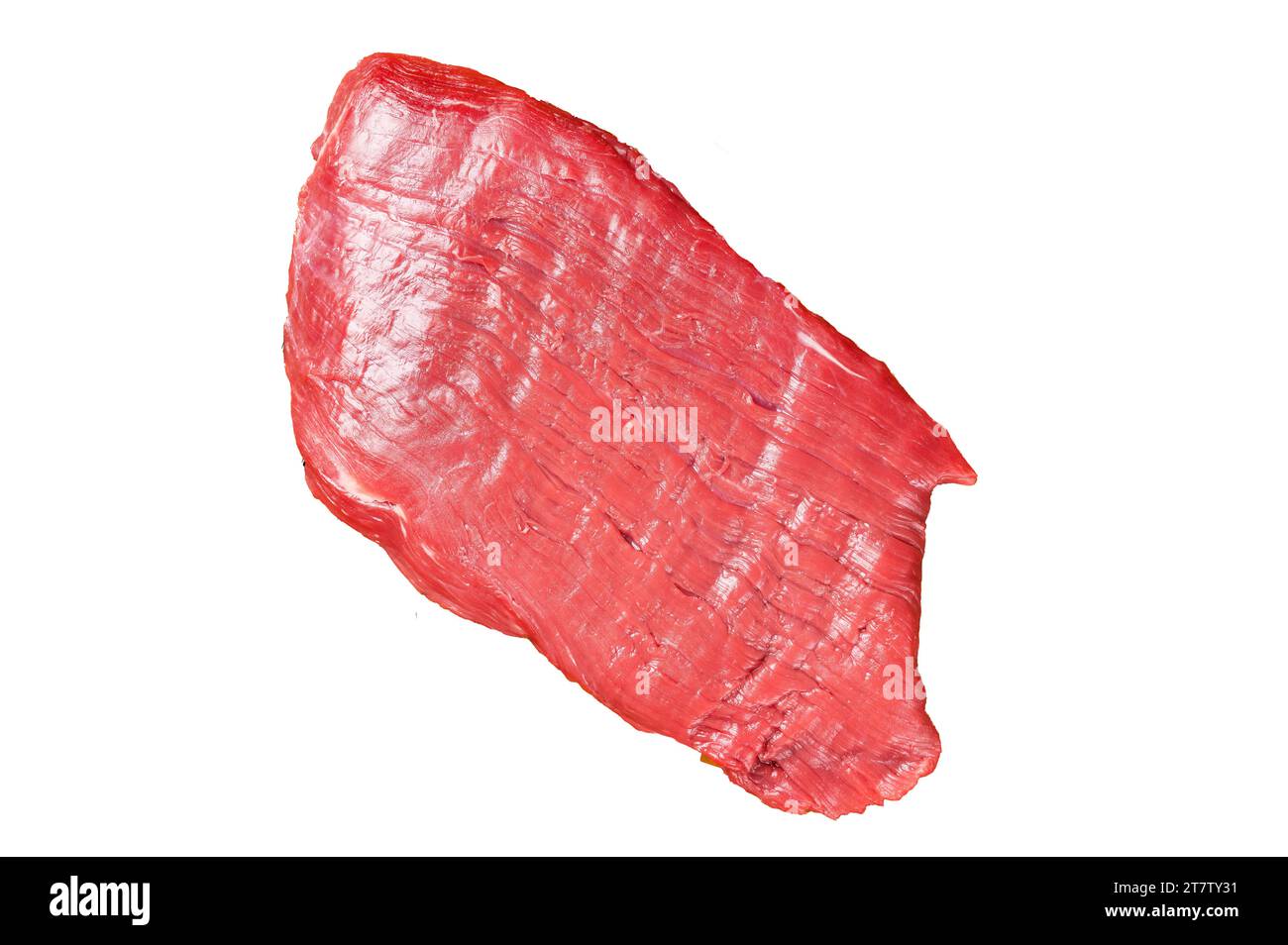 Raw flank beef meat steak ready for grilling. Isolated, white ...
