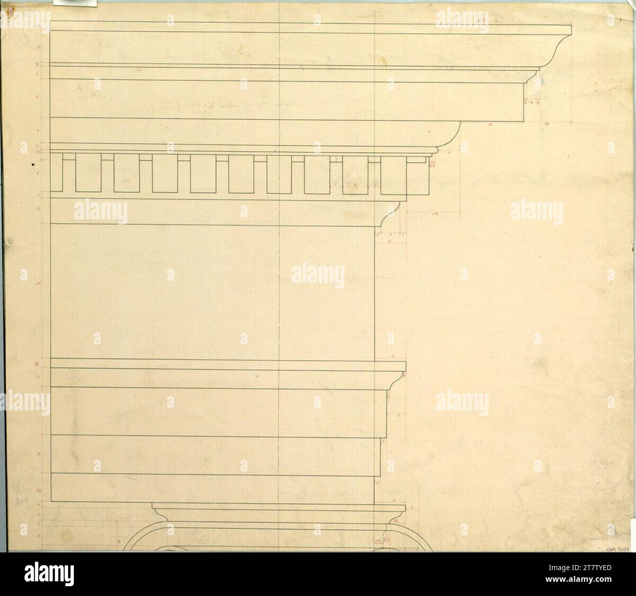 Carl von Hasenauer Ionian beams, open. Ink with feather on paper Stock ...