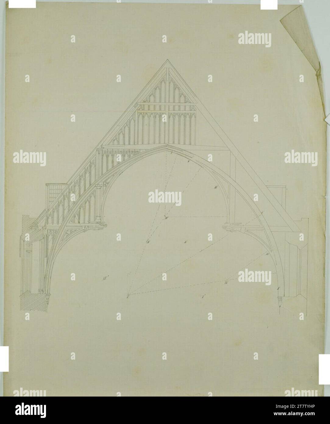 Carl von Hasenauer London, Westminster Hall, Hammerbeam-Roof, cross ...
