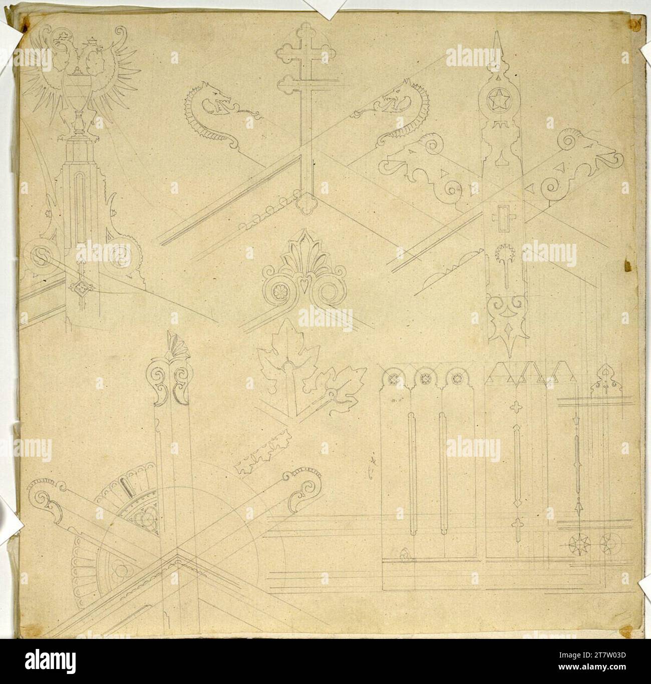 Carl von Hasenauer Wooden gable heads and railing boards, recovery ...