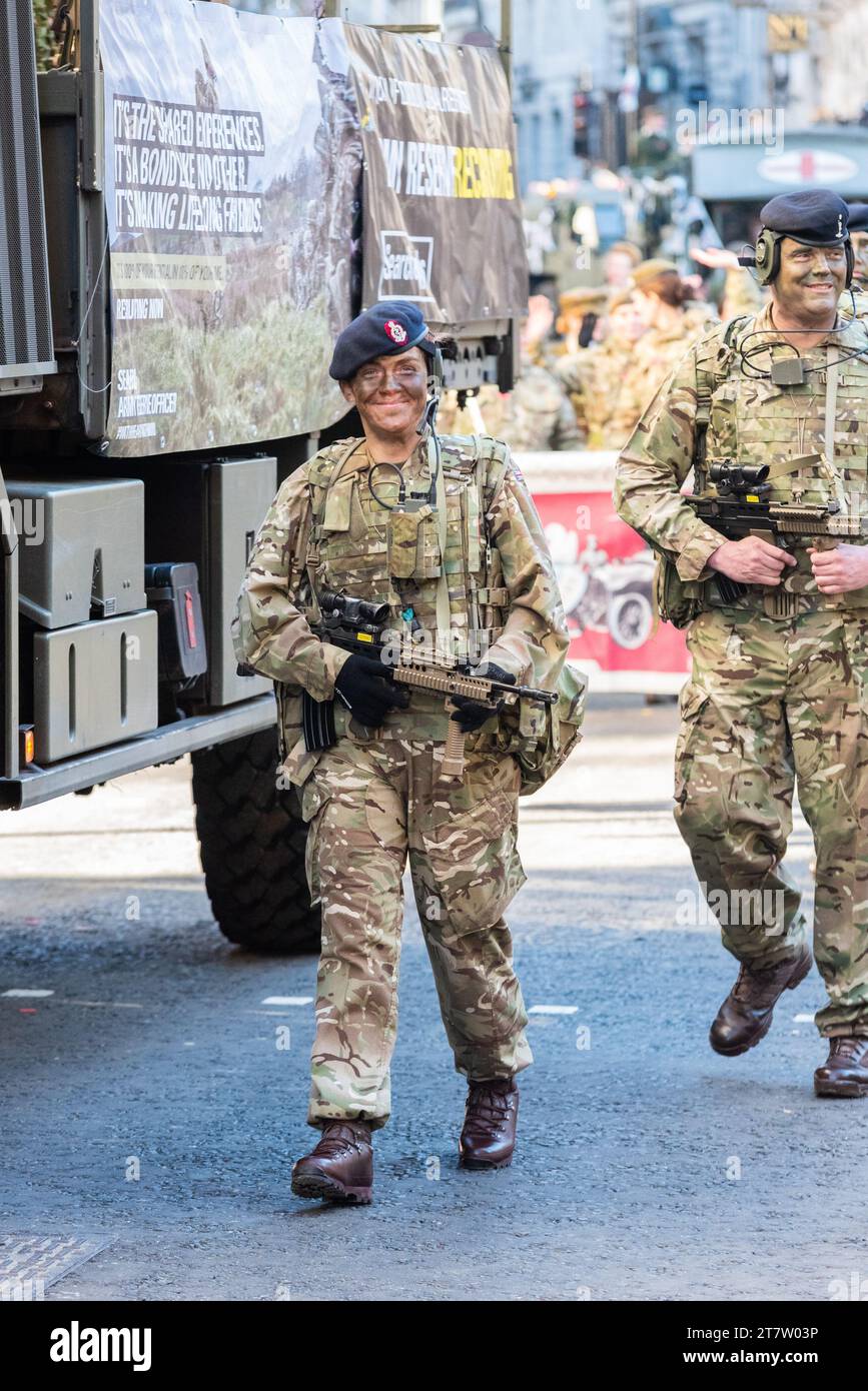 Female soldier Royal Signals of British Army Reserve at the Lord Mayor ...