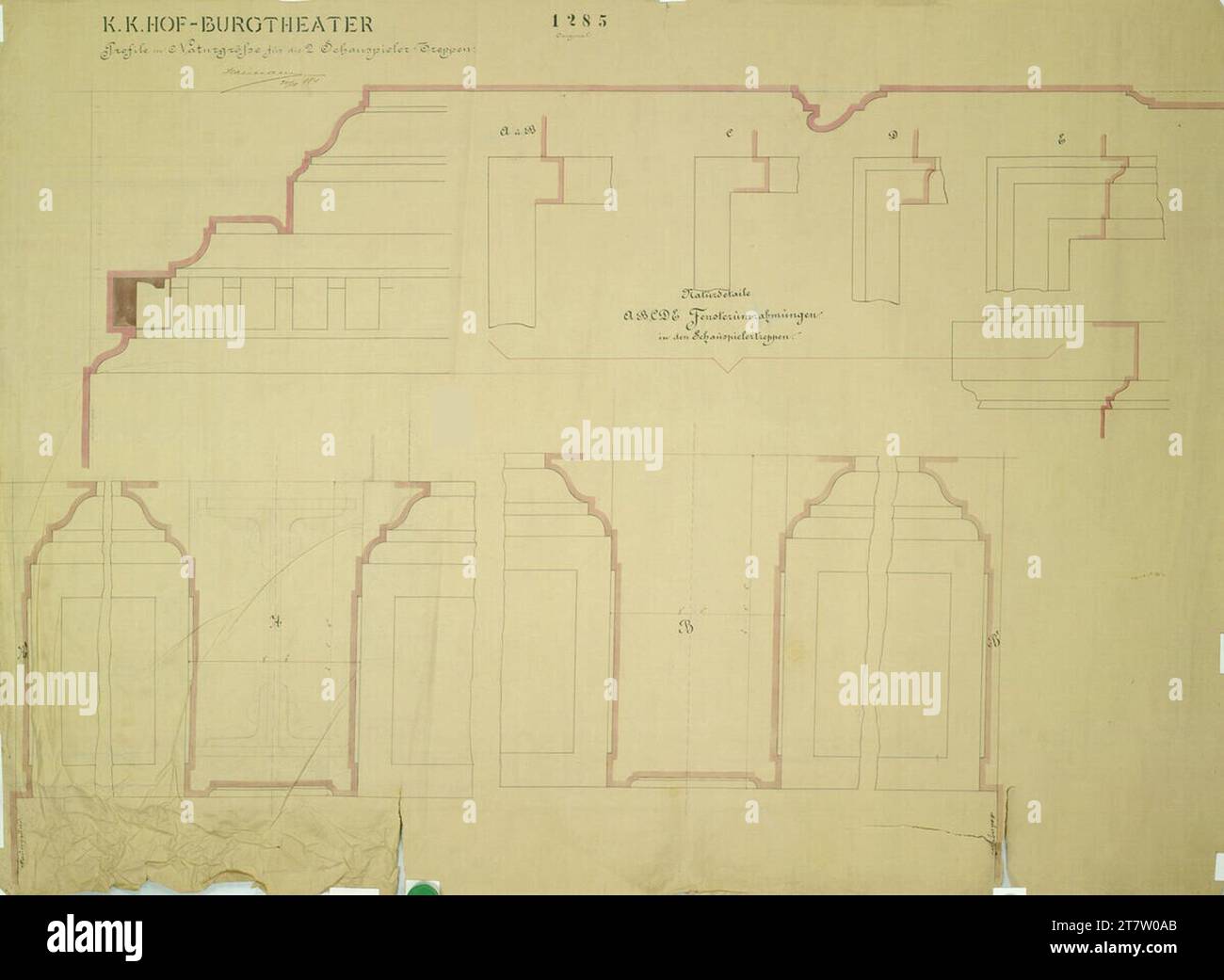 Carl von Hasenauer Vienna I, Burgtheater, actor stairs, beams and frame ...