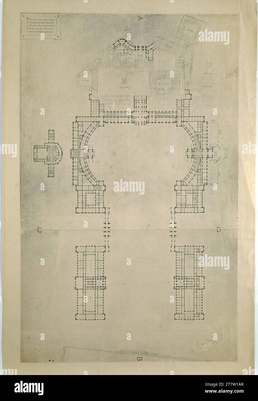 Gottfried Semper Vienna I, Hofburg, overall plan with Kaiserforum ...
