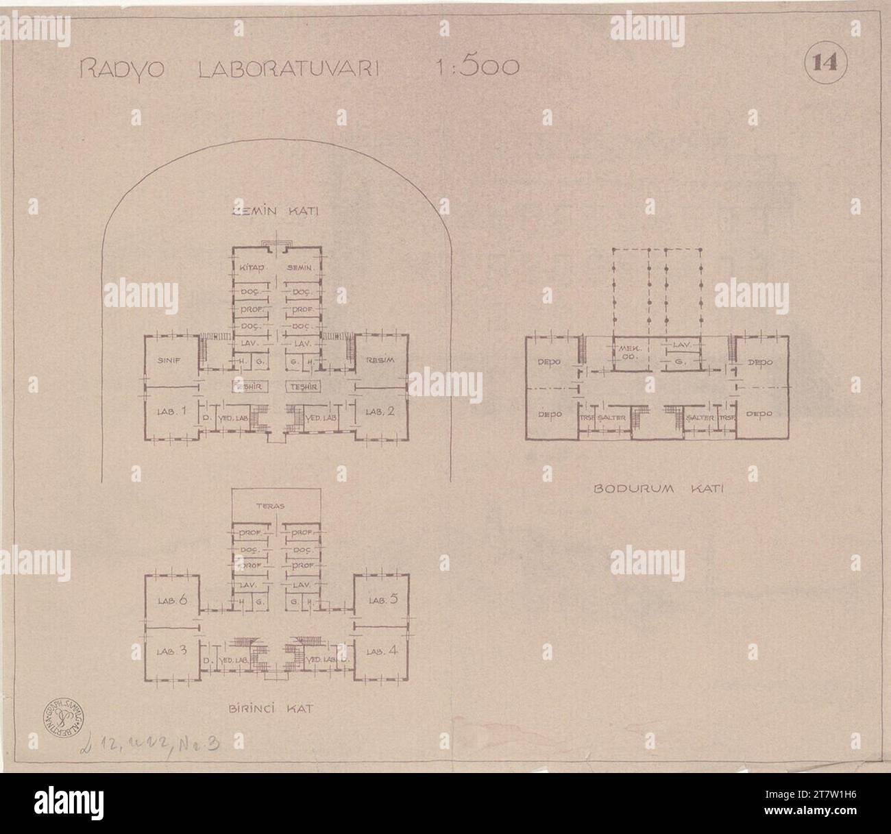 Anonym ?, Radyo Laboratuvari; Grundriss ground floor, floor plan ...