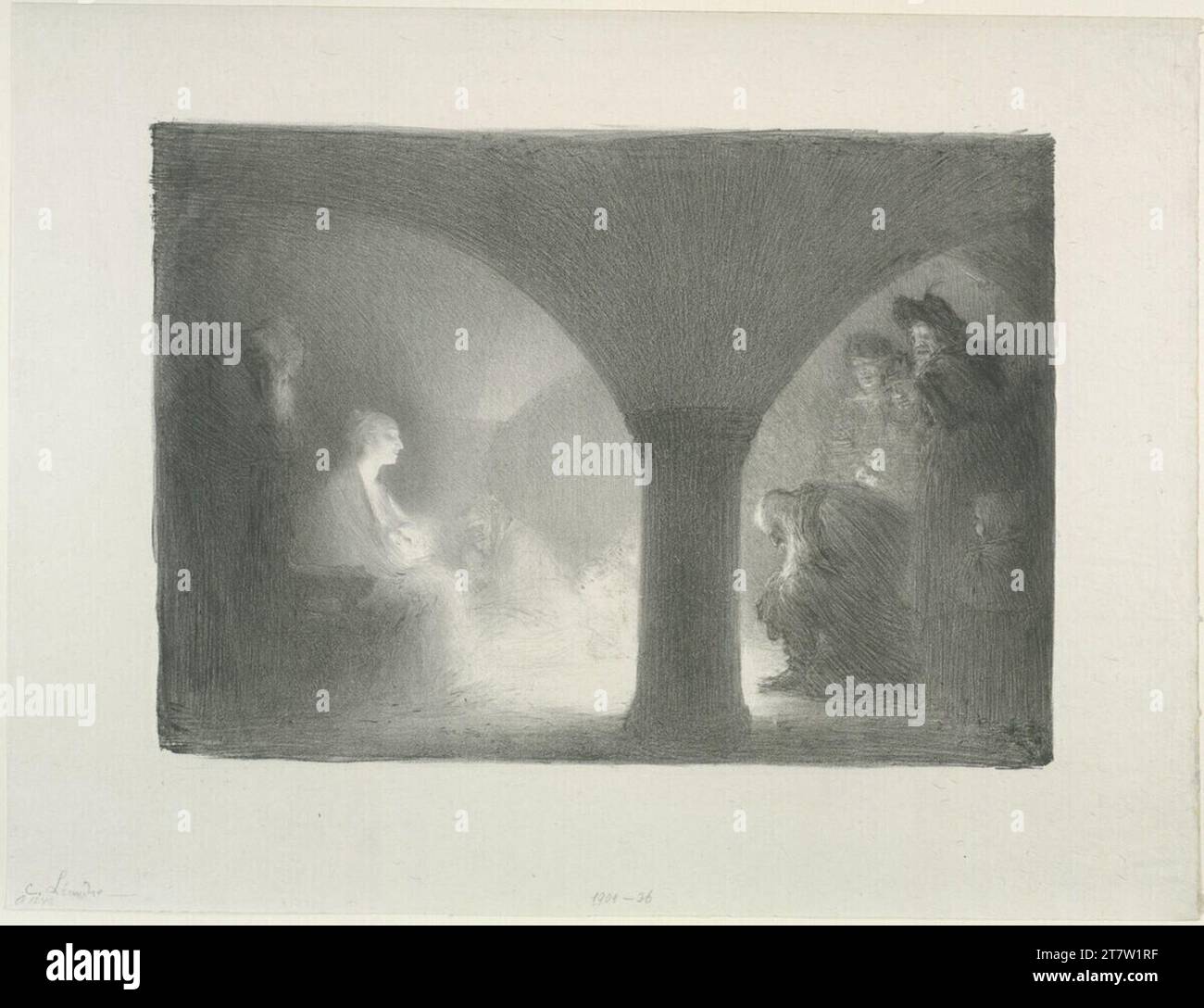 Charles Léandre Adoration of the shepherds. Lithography around 1900 ...