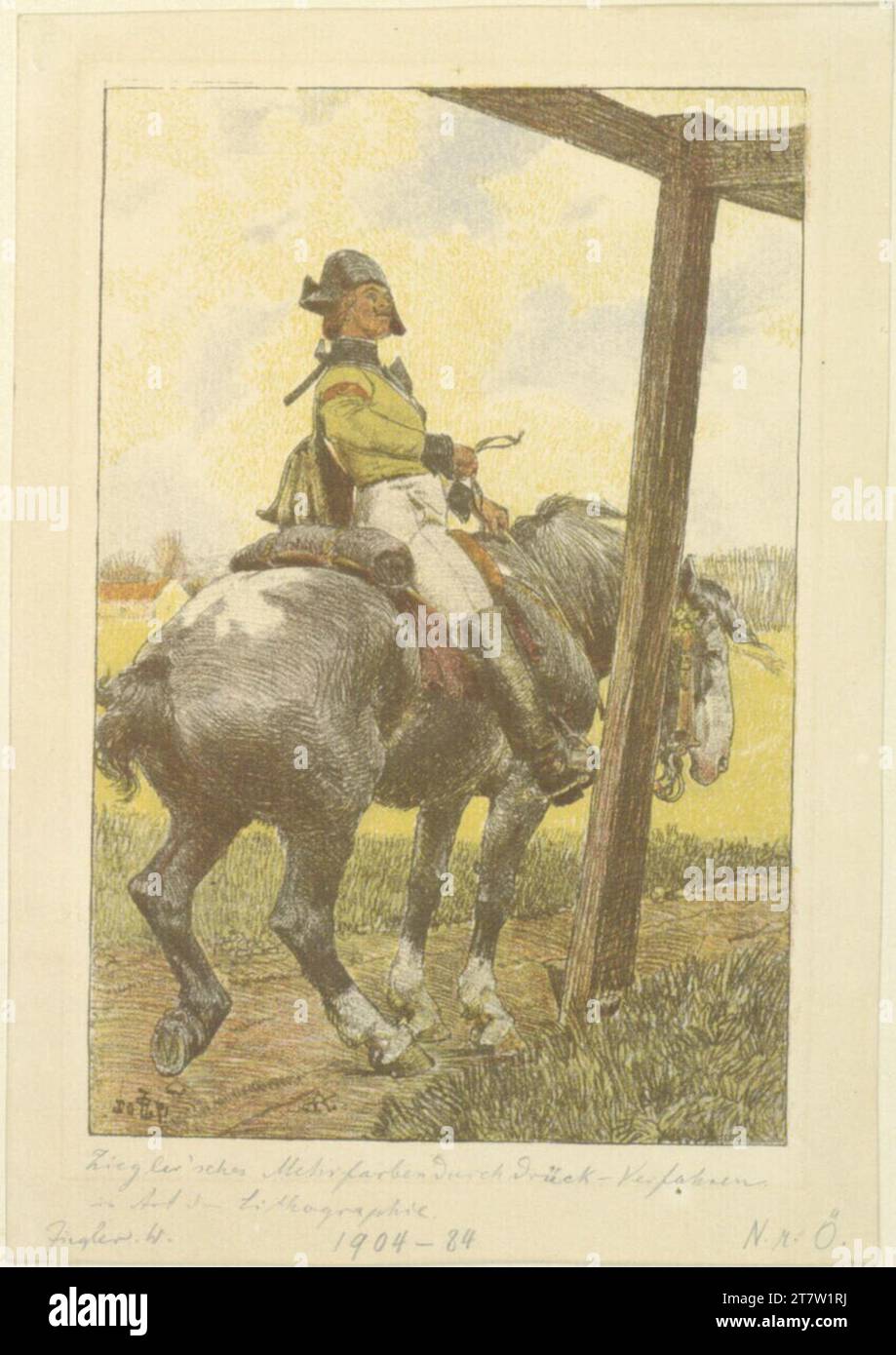 Walter Ziegler Post rider in front of a guide. Lithography 1902 , 1902 ...