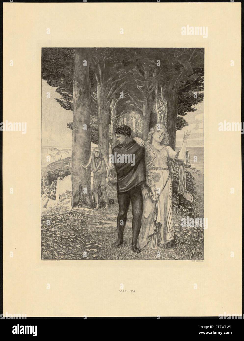 Max Klinger Genius (artist) (Opus XIII, sheet 4). Engraving process ...