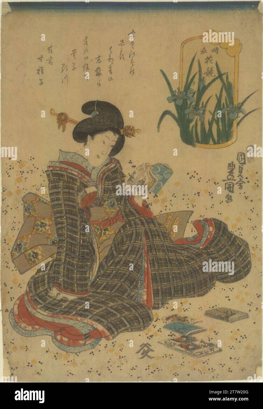 Utagawa Toyokuni II Lady Books. Colored woodcut Stock Photo - Alamy