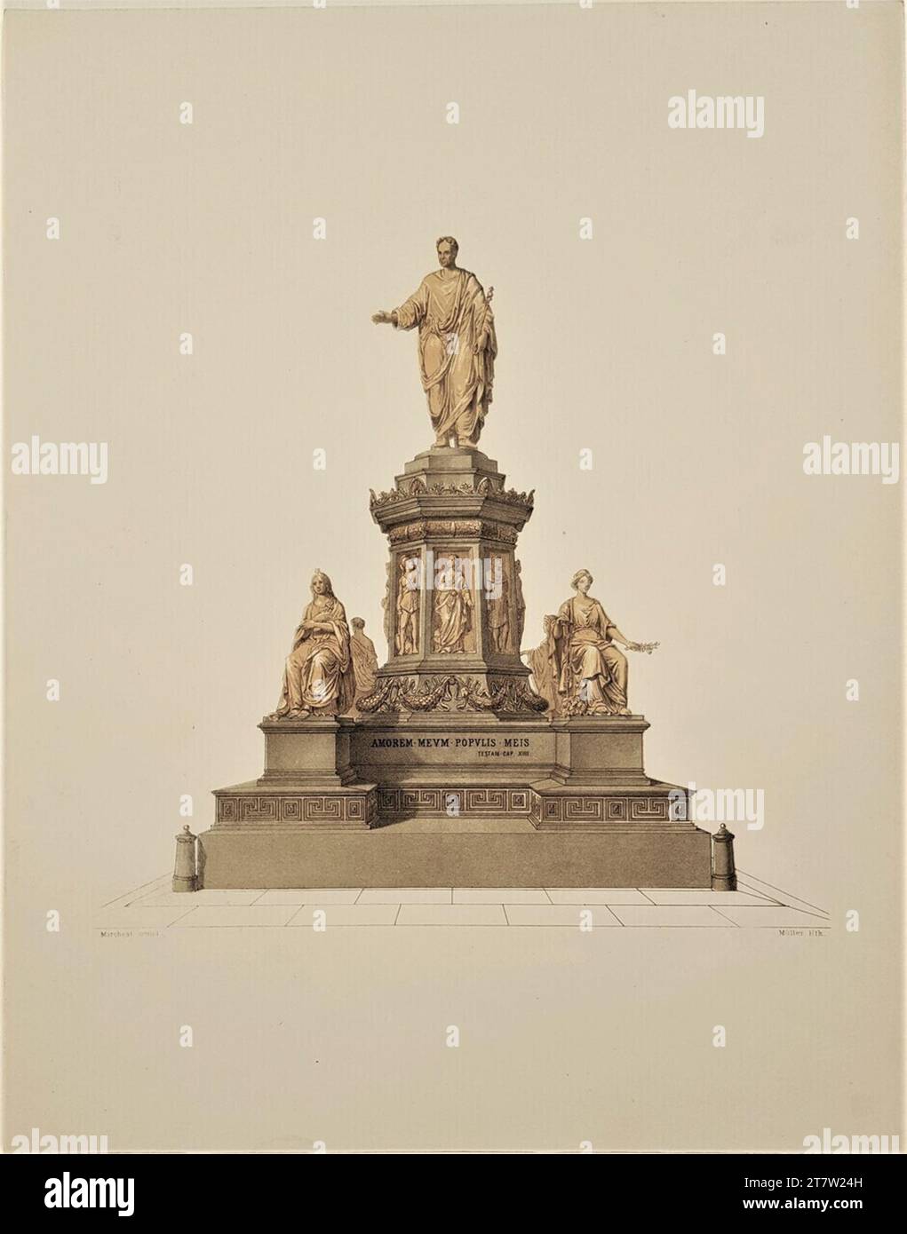 Leopold Müller (Lithograph in) Monument of the Emperor Franz II./I. on ...
