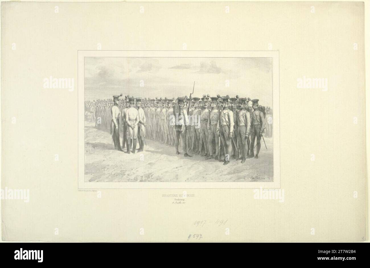 Auguste Raffet Hungarian infantry, Presburg, 2 July 1837. Lithograph ...